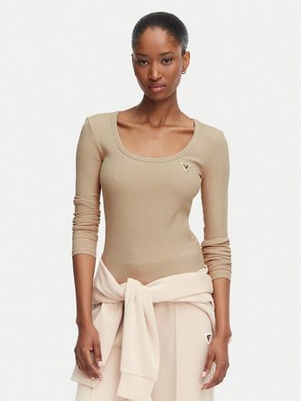 Guess Bluse V4BP07 K8RT2 Beige Slim Fit