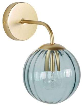 Beliani Wandleuchte Metall gold Glas blau 1-flammig Kugelform Retro-Stil Boomi