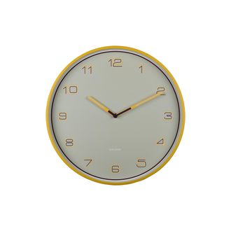 Karlsson Wanduhr Lined Numbers - Gelb - &Oslash;40cm - Rund - Eisen - Wanduhr Modern Wohnzimmer - Wanduhren