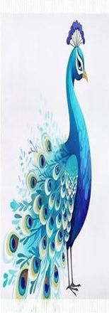 Generic &Eacute;charpe Longue Femme Foulard Motif paon bleu de dessin anim&eacute; &eacute;pais &Eacute;charpe Femme pour Femmes Party Mariage 68x196cm