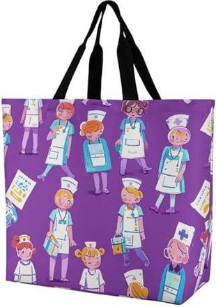 Generic Motif Infirmi&egrave;re Violet Sac Fourre-Tout D&eacute;contract&eacute; Sacs R&eacute;utilisable Sac A Main Femme Pour Gym Travail Voyage