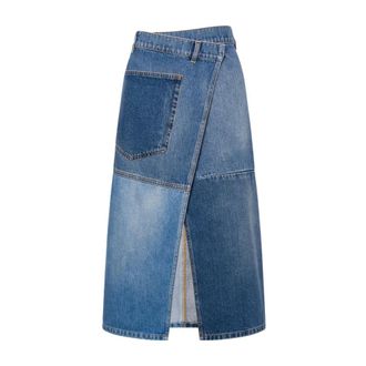 Philosophy di Lorenzo Serafini Femme, Jupes, Bleu, Taille: 36 FR Wrap Midi Denim Skirt