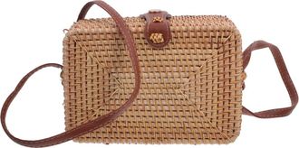 Tendycoco Rattan Tasche Damen Mini Gewebte Korbtasche Eckig Mit Lederriemen F&uuml;r Alltag Und Sommerfest