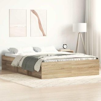 vidaXL Cadre de lit sans matelas chêne sonoma 140x190 cm Vidaxl