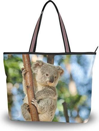 Mnsruu Sac &agrave; main avec poign&eacute;e sup&eacute;rieure Grande capacit&eacute; Sac de plage Causalit&eacute; Sac de voyage Sac &agrave; main pour vacances Travail scolaire L (mignon Koala sur 