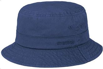 Stetson Chapeau Anti UV Cotton Twill Bucket Femme/Homme - de Peche en Coton Ete Printemps-ete - XL (60-61 cm) Bleu Fonce