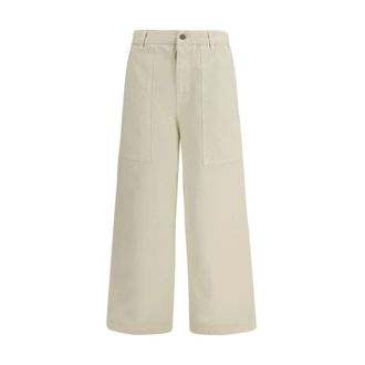 Moncler Femme, Jeans, Beige, Taille: 36 FR Pantalon D&eacute;contract&eacute; en Coton