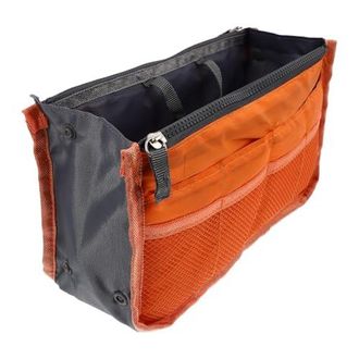 Yardwe Paquet de Rangement de Voyage Pliable Double Couche Grosse Capacit&eacute; Plusieurs Poches Doublure de Paquet en Nylon Orange Organisateur Pratique Femme Po