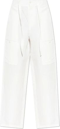 Jil Sander Femme, Pantalons, Blanc, Taille: 36 FR Pantalon Cargo en Lin M&eacute;lang&eacute;