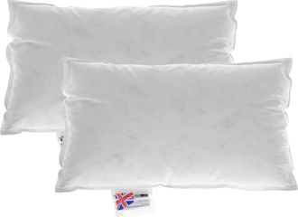 Homescapes Füllkissen 30x50 cm - 2er-Set Federkissen mit Daunen & Baumwollbezug, Kissenfüllung/Innenkissen für Dekokissen wie Sofakissen & Bettkissen oder kleine
