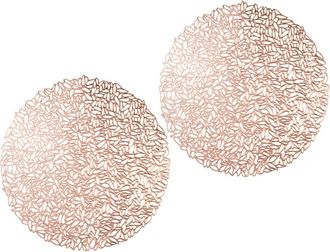 Lurrose 2 St&uuml;ck PVC Platzsets Rund Rosegold rutschfeste Hitzebest&auml;ndige Tischmatten aus PVC Abwaschbare Unterlage f&uuml;r Tische Stilvolle Tischdekoration f&uuml;r Zuh
