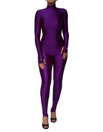 Dolce & Gabbana Womens Purple Nylon Turtleneck Bodycon Jumpsuit Dress Elastane