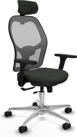 Piqueras y Crespo Schreibtischstuhl mit schwarzen Armlehnen, h&ouml;henverstellbare Lendenwirbelst&uuml;tze und h&ouml;henverstellbares Kopfteil und Neigungsverstellung, ausgestattet 