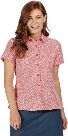 Regatta Damen Mindano V Quick Drying Active Short Sleeve Shirts, Roter Himmel-Aufdruck, 42