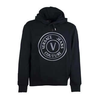 Versace Jeans Couture Schwarzer V Emblem Hoodie - - Sweatshirts & Hoodies - Herren - Schwarzk - L