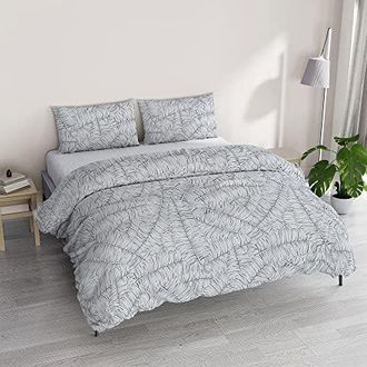 Italian Bed Linen Athena Bettwäscheset, Bettbezug mit Bettbezug und Kissenbezügen, Bedruckt, Jane Blue, Doppelbett
