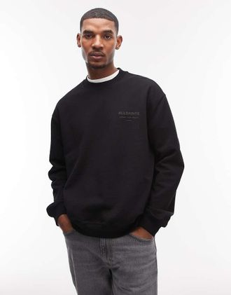 AllSaints Xander - Sweatshirt in Tiefschwarz mit Rundhalsausschnitt und Logo