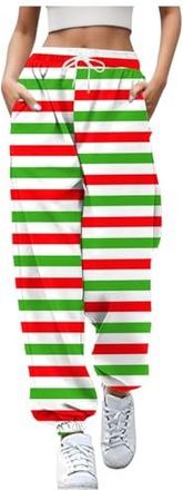 Generic Pantalon Femme, Legging Sport Femme Christmas Pantalon De Jogging DéContracté pour Imprimé De NoëL à Cordon De Serrage Confortable Et Ample Taille Hau