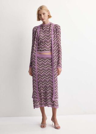 Mango Cardigan long maille pourpre - Femme - XS - MANGO