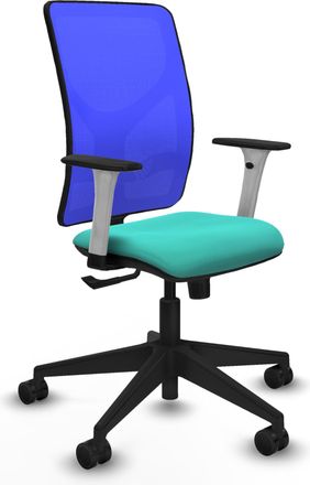 Piqueras y Crespo Telearbeitsstuhl mit wei&szlig;en und schwarzen Armlehnen, h&ouml;henverstellbare Lendenwirbelst&uuml;tze, ausgestattet mit Sincro 3 Positionen und Schneideschaum, Bl