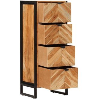 vidaXL Badschrank 40x30x100 cm Massivholz Akazie und Eisen Vidaxl
