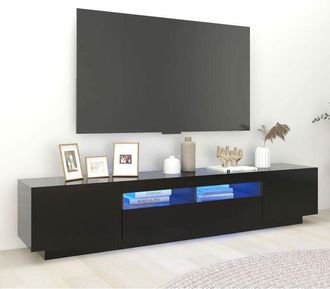 vidaXL Meuble tv avec lumières led Noir 200x35x40 cm Vidaxl