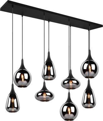 Trio Leuchten Pendelleuchte Lumina 317000832, Metall Schwarz matt, Glas Chrom bedampft, exkl. 8x E14