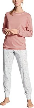 CALIDA Sweet Dreams Pyjama à Poignets pour Femmes, 100% Coton, Pantalon avec Ceinture élastique recouverte de Tissu