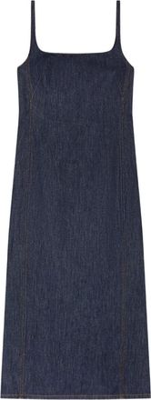 Dries Van Noten robe en jean à encolure carrée - Bleu