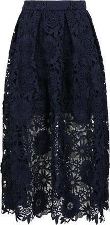 Rotate Rotate Birger Christensen, Femme, Jupes, Bleu, Taille: 40 FR Jupe Midi en Dentelle 3D