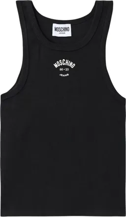 Moschino Femme, Tops, Noir, Taille: 42 FR Ribbed Logo Tank