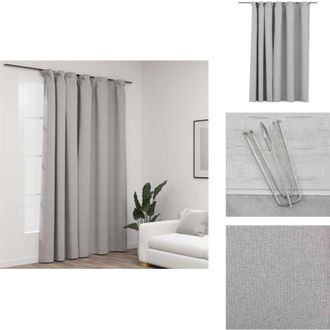 vidaXL Verdunkelungsvorhang mit Haken Leinenoptik Grau 290x245 cm - Verdunklungsvorhang - Leinenlook - Grau - Wohnraum - Schlafzimmer