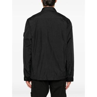 Stone Island Crinkled Nylon Shirt Jacket - Black