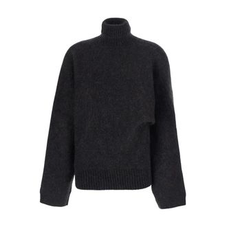 Ganni Rollkragenpullover aus geb&uuml;rstetem Mohair - - Knitwear - Damen - Schwarzk - M