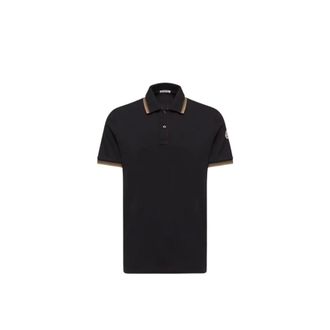Moncler Homme, Tops, Noir, Taille: XL Double Collar Cotton Piquet Polo