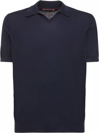 Brunello Cucinelli Homme, Tops, Bleu, Taille: 2XL Polo Tricot&eacute; Bleu