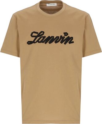 Lanvin Homme, Tops, Brun, Taille: L T-shirt Logo Script en Relief
