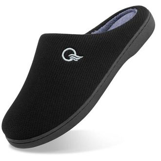 Mishansha Pantoufles Homme Hiver Mousse &agrave; M&eacute;moire Deux Tons Chaude Ultra-l&eacute;ger Antid&eacute;rapant Chaussons Maison lint&eacute;rieur et &agrave; lexterieur Gris noir 44/45