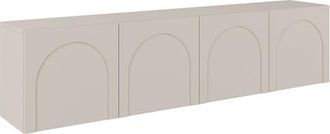 Selsey TV-Lowboard 200 cm Breite Minimalistische Fronten mit Bogenfr&auml;sungen 4 Geschlossene F&auml;cher Farbe Kaschmir Robuste Spanplatte Tip-On &Ouml;ffnung Ideal f&uuml;r 