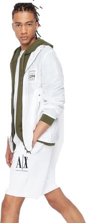 A|X Armani Exchange Mens Embroidered Front Logo, Adjustable Drawstrings Lässige Shorts, White, L