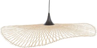 Beliani Pendelleuchte Bambusholz hellbraun geschwungene Form 80 cm Boho Floyd