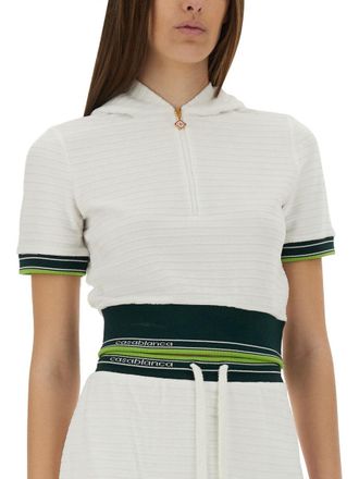 Casablanca Cropped Tennis T-shirt - White