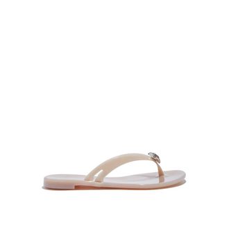 Casadei Jelly Jeweled PVC Flip Flops - - Shoes - Damen - Beige - 35 EU