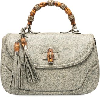 Gucci Hobo Bags - Large Speckled Leather New Bamboo Top Handle Bag - Gr. unisize - in Grau - für Damen
