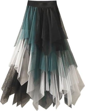 Generic Jupe en tulle noire - Tenues raves pour femme - En maille irrégulière - Tenue de carnaval pour femme - Jupe tutu dhiver pour femme - Jupe tutu grande 