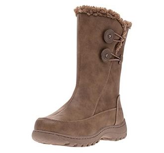 Eddie Bauer Womens Cold Weather Boots Side Zipper Dual Button Bottes Amanda pour Femme-Fermeture éclair latérale-Double Bouton, Marron, 38.5 EU