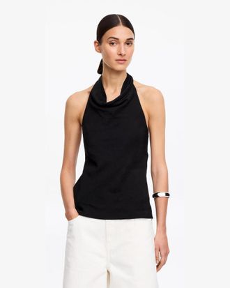 Arket Neckholder-Top Aus Leinenmischung -Schwarz