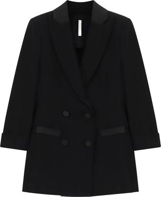 Imperial Giacca Doppio Petto Manica 3/4 Dettagli in Raso - Femme - Vestes - Noir - Taille: 46 FR