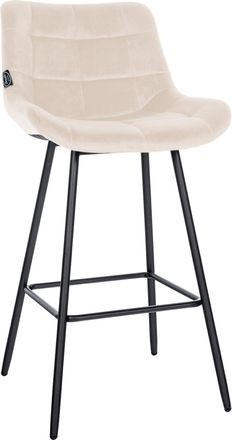 Clp Barhocker Weston I Gepolsterter Sitz Mit Steppmuster I Metallgestell Mit Fu&szlig;st&uuml;tze I Samt- Oder Kunstlederbezug I Barstuhl Mit R&uuml;ckenlehne, Farbe:Crem