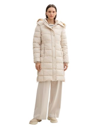 Tom Tailor Tom Tailor Damen Puffer Parka mit Abnehmbarer Kapuze, 12365 - Dusty Beige, XL